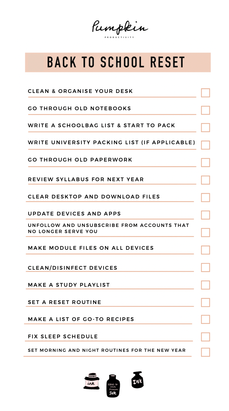 Back to School Reset Checklist – Pumpkin Productivity