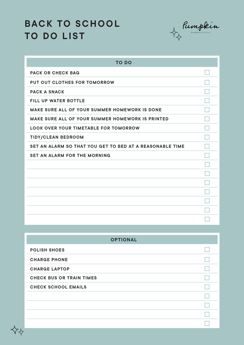 Back to School To Do List – Pumpkin Productivity