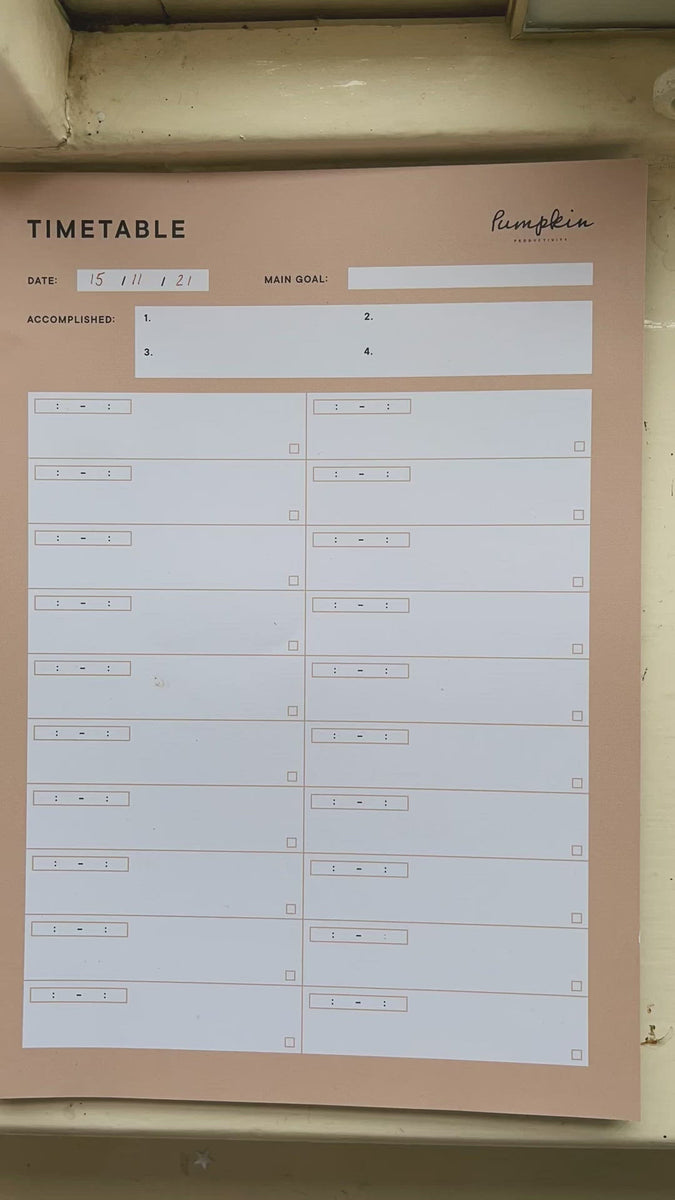 The Daily Timetable – Pumpkin Productivity